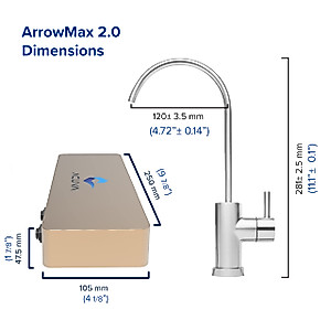 Acuva- ArrowMax 2.0 UV-LED Water Purifier, Under Sink Water Filter System with Smart Faucet, Universal Power Supply, Brushed Nickel Faucet