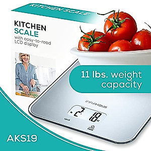Our Brand - innoHaus Multi-Function Kitchen Food Scale, Digital Display with Tare Function, Precise, Measures in g, oz, lb:oz, ml, fl.oz with Auto-Off, Silver