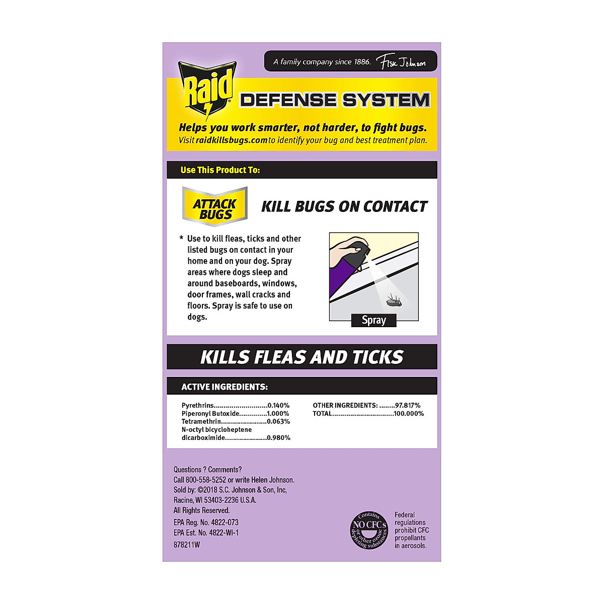 Raid Flea Killer, Kills Fleas, Crickets, Roaches, Silverfish and Ticks, Use in Your Home or on Your Dog (1 Pound (Pack of 6))