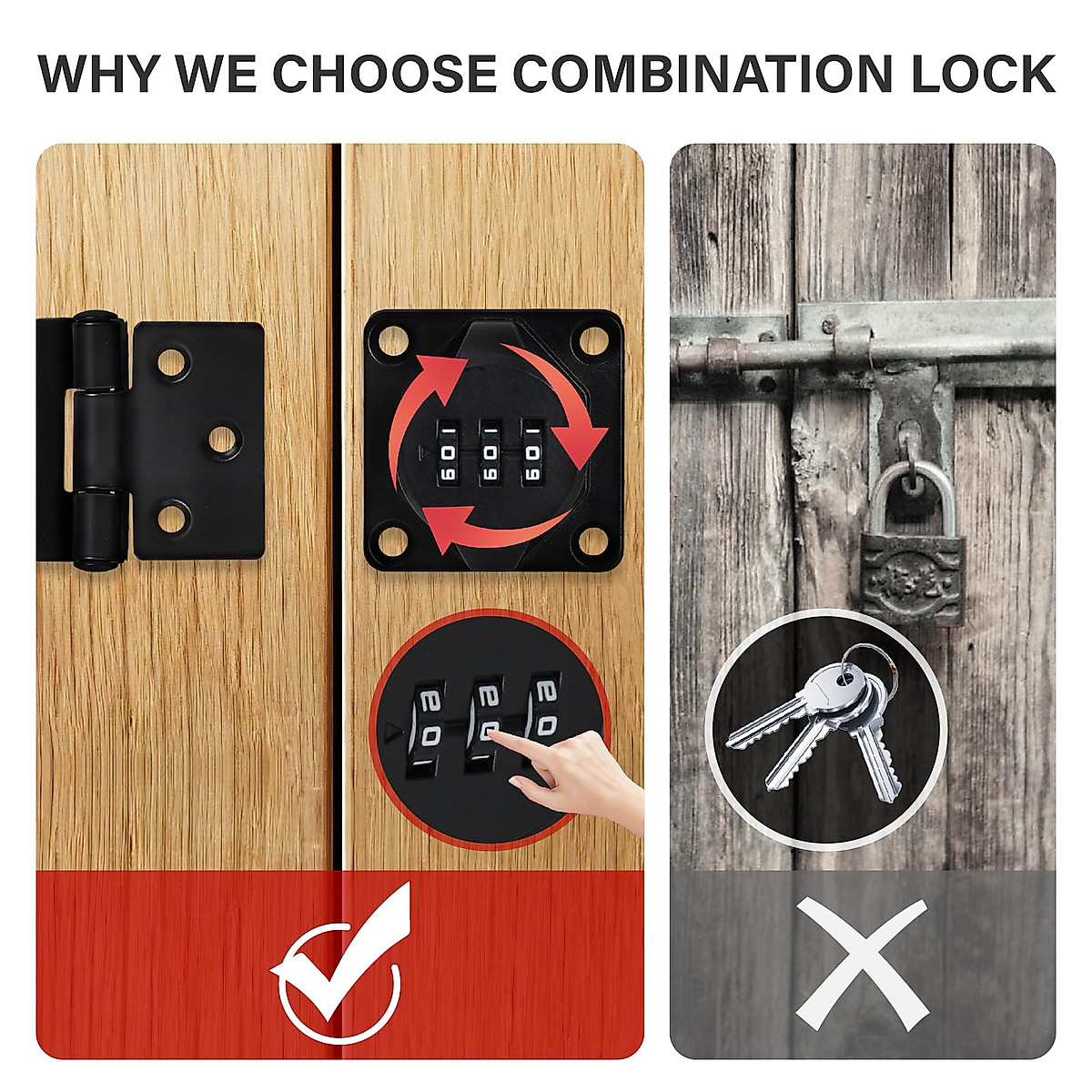Cabinet Password Hasp Locks, Cabinet Password Hasp Locks for Wooden Cabinet 3-Digit Password Code, Anti-Theft Household Security Combination Hasp Latch Lock Twist Knob Drawer Cupboard Locker