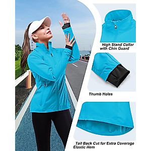 33,000ft Women's Zip Up Lightweight Athletic Workout Yoga Cycling Track Running Jacket Waterproof Windproof Reflective