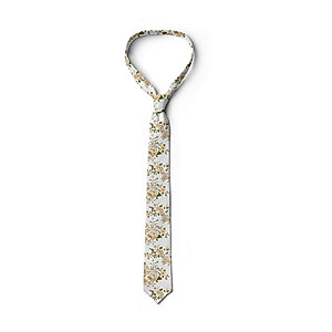 Ambesonne Men's Tie, Floral Roses Vector, 3.7", White Beige