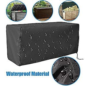 COOSOO Deck Box Cover Waterproof Heavy Duty Patio Ottoman Cover All Weather Protection Outdoor Large Deck Cover Rectangular for Keter Suncast Lifetime