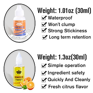 Sajoo Hair Replacement Adhesive and Wig Glue Remover,Tape in Extension Remover and Hair Pieces Replacement Strong Hold Adhesive Lace Glue Invisible Bonding,Frontal Toupee Hair Systems