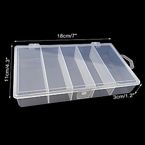 Honbay 2PCS Clear Visible Plastic Fishing Tackle Accessory Box Fishing Lure Bait Hooks Storage Box Case Container Jewelry Making Findings Organizer Box Storage Container Case (M:7"x4.3"x1.2")