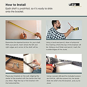 UltraShelf Solid Wood Floating Shelf for Wall Decor, Walnut, 42'' Long x 8'' Deep