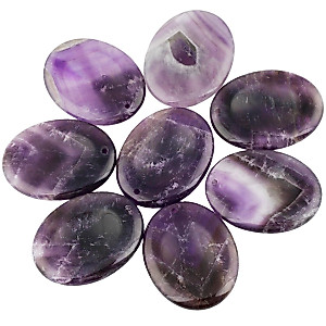 Nupuyai Oval Worry Stones Healing Crystal Polished Thumb Palm Stone Pendant for Unisex, Amethyst
