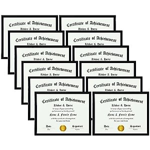 ELSKER&HOME 8.5 x 11 Frame Black 12 Pack, Certificate Award Document Diploma Frame Multi Pack, 8.5x11 Picture Frame for Wall & Tabletop Mounting in Horizontal or Vertical Format