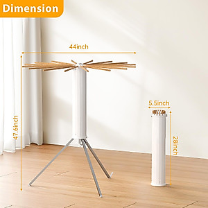 ColtKing Tripod Clothes Drying Rack, Upgraded Octopus Clothes Drying Rack,Foldable Laundry Clothes Drying Rack,Space Saving Drying Rack for Indoor Outdoor,16 Expandable Rods,Aluminum Feet+Wood Rods