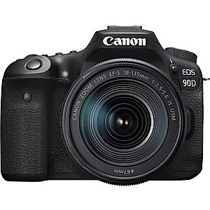 Canon EOS Rebel 90D DSLR Camera with 18-135mm+Commander Starter Kit+Lens Filters+Backpack+LED Light+Software+Shot-Gun Microphone+2x64Memory Cards+Tripod (33PC) (Renewed)