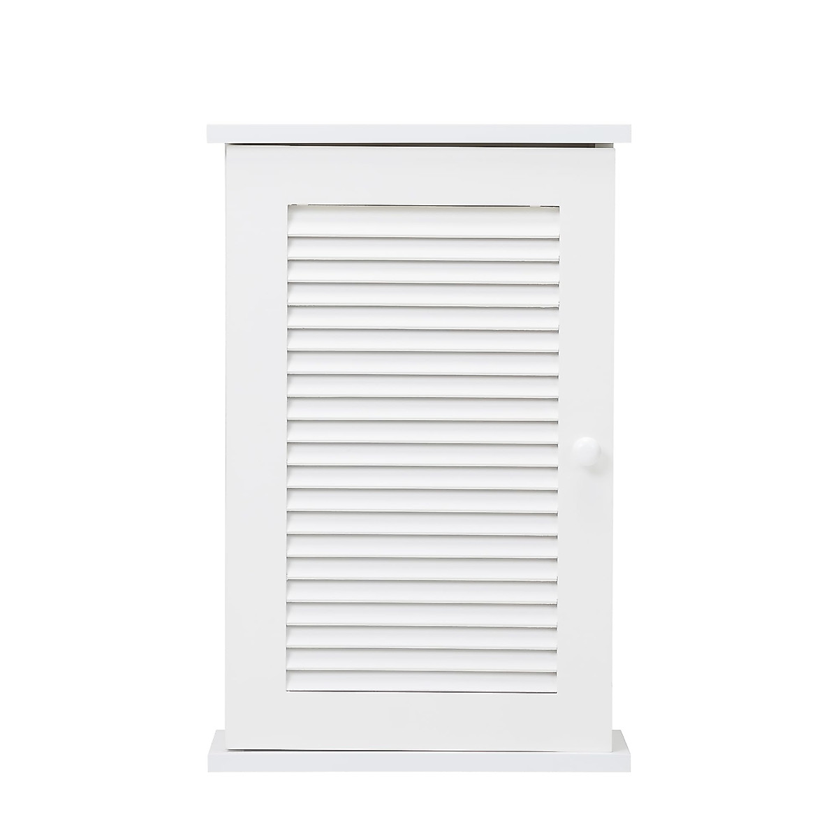 JAXPETY Bathroom Wall Cabinet 3-Tier Storage Organizer with Single Louvered Door,Wooden Medicine Cabinets with Adjustable Shelf for Bathroom&Living Room,White