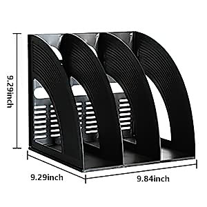 Marte Vanci 2 Pcs Magazine File Holder Book Desktop Organizer Plastic Storage Sturdy Vertical 3 Section Folder (Black)