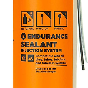 Orange Seal - Endurance Formula Tubeless Bike Tire Sealant with Injector | Long Lasting, Fast Sealing | for MTB, Road, CX and Gravel Bicycle Tires | 4oz w/Injector