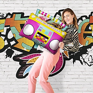 8 PCS Roller Skate Rainbow Balloons Inflatable Radio Boombox Props for 80s 90s Party Decorations Retro Theme Hip Hop Birthday Party Back to the 80S 90S decorations