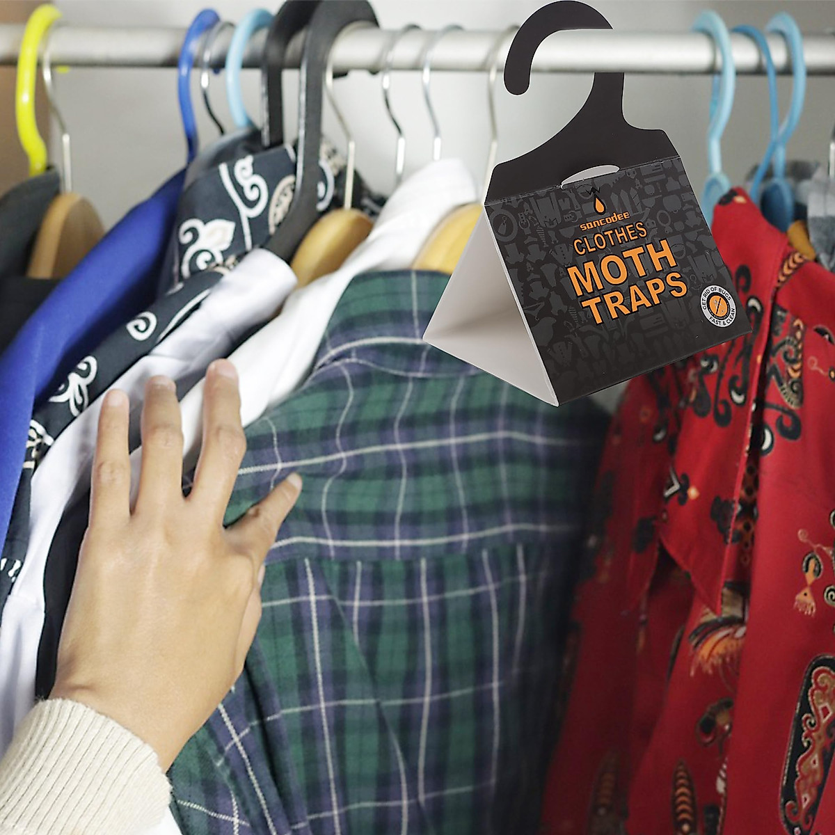 Sancodee 16 Pack Clothes Moth Traps with Natural Pheromones, Hanging Glue Trap Clothing Moth Prevention Trap, Moth Trap Sticky Boards for Closets Kill Case-Bearing Webbing Moths