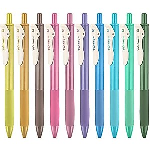 STAPENS 10 Colored Retractable Gel Pens, 0.5 mm Medium Point Pens with Quick Dry Ink, Ballpoint Gel Pens for Journaling Writing Drawing Doodling and Notetaking