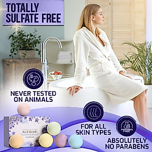 Bath Bombs Gift Set - The Best Ultra Bubble Fizzies with Natural Dead Sea Salt Cocoa and Shea Essential Oils, 6 x 4.1 oz, The Best Birthday Gift Idea for Her/Him, Wife, Girlfriend, Women