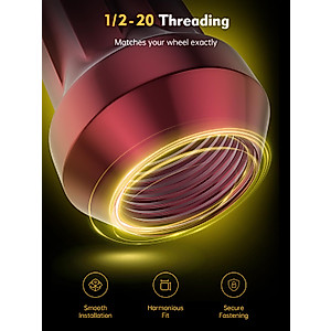 MIKKUPPA 1/2-20 Wheel Spike Lug Nuts, 20pcs Red Spike Lug Nuts 1/2x20 Solid 4.4" Tall Acorn Lug Nut with 1 Socket Key Replacement for Jeep Wrangler Cherokee Liberty