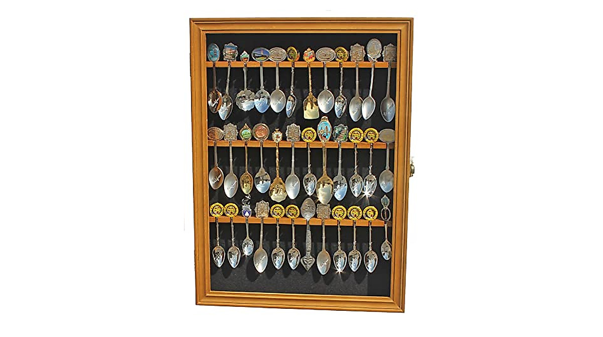 Elegant Oak Display Case for 36 Souvenir Tea Spoons
