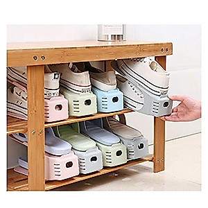 HTLLT Practical and Convenient Shoe Slots Organizer Adjustable Shoe Racks Space Saver Shoe Holder 10 Piece Set,Gray