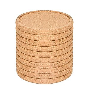 Cork Coasters for Drinks Absorbent Set 10 PCS, 3.9" Diameter