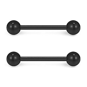 Ruifan 14G 9/16 Inch Black Bioflex Flexible Acrylic Nipple Tongue Barbell Ring Body Piercing Jewelry Retainer 16PCS