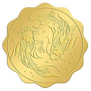 CRASPIRE 100pcs Gold Foil Stickers Embossed Certificate Seals Self-Adhesive Stickers Medal Decoration Stickers Certification Graduation Corporate Notary Seals Envelope (Koi)