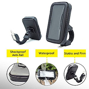 ICOBES Mobile Phone Stand Motorcycle Telephone Holder Support Bicycle Rear View Mirror Stand Mount Waterproof Scooter Motorbike Phone Bag for