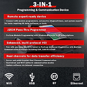 Autel VCI MaxiFlash Xlink J2534 Reprogramming Tool Expert-Driven Remote Diagnostic Tool Supports DoIP/CAN/CAN FD/D-PDU/J2534/RP1210 Work with Autel MaxiSYS Ultra MS919 MS909 PC and Mobile Phone