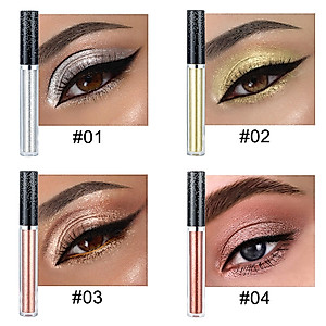 12 Colors Liquid Glitter Eyeshadow Set, Shimmer Sparkling Eyeshadow -Waterproof Long Lasting Quick-Drying Eyeshadow Metallic Pigment Primer Base Makeup Kits