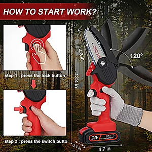 Mini Chainsaw Cordless, 4 Inch 24V Battery Powered-Chain-Saws, Portable One-Handed Rechargeable Electric-Chainsaw Supersaw for Tree Trimming Branch Wood Cutting Small-Chainsaw