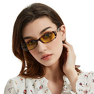 Berwke Night Driving Glasses for Women Anti Glare Polarized-Photochromic Night Vision Glasses Leopard