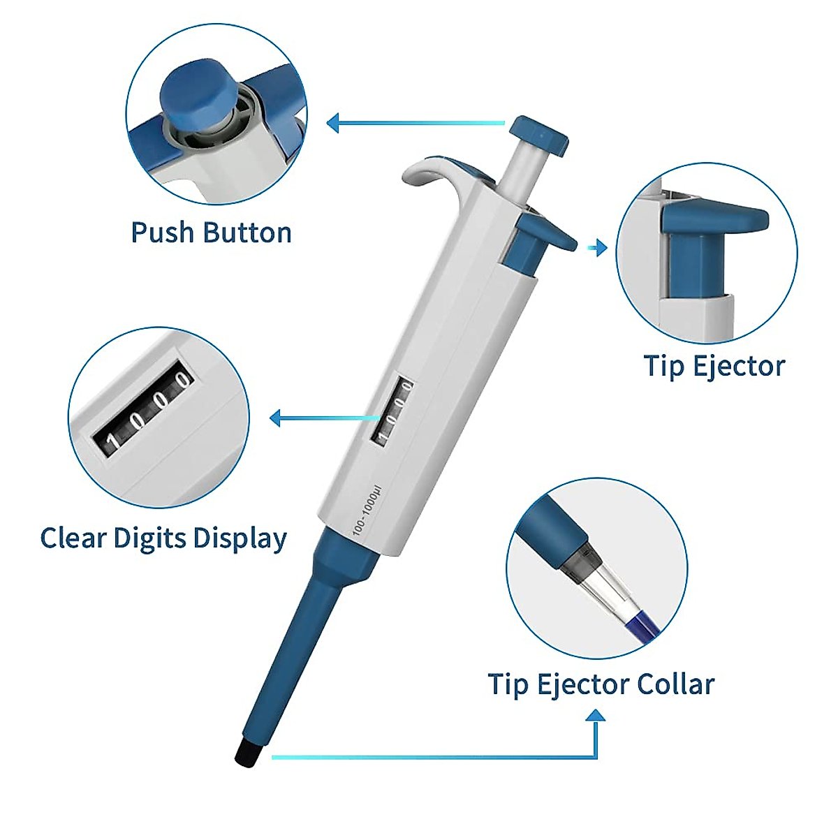 West Tune 100-1000μL Micropipette High-Accurate Pipettor Adjustable Variable Volume Single-Channel Pipette for Laboratory
