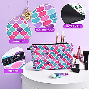 WERNNSAI Mermaid Makeup Bag - Travel Cosmetic Bag for Girls Women Gift Water-resistant Vanity Toiletry Bag Pouch Beauty Cosmetic Organizer Gadget Pencil Case
