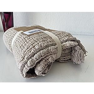 100% Cotton Muslin Throw Blanket, 4 Layers Bedspread, Soft Turkish Cotton Muslin Bed Cover, Reversible Coverlet, Mink (Throw 47x71-120x180cm)