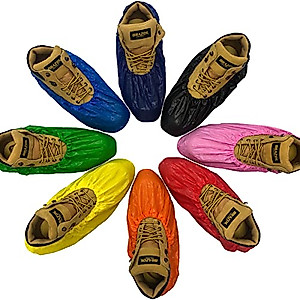 ShuBee Waterproof Shoe Covers Slip-Resistant Disposable for Construction, Indoor Carpet Floor Protection - Red (40 Pair)