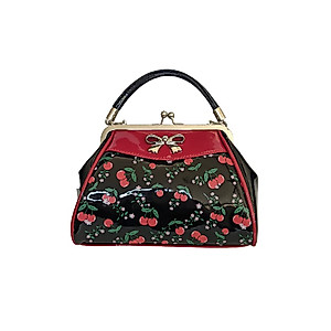 Lost Queen New Romantics Kisslock Vintage Cherry Blossom Handbag Purse