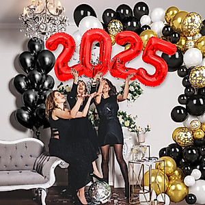 2025 Balloons, 40 Inch Foil Number Balloons, 2025 Balloon Numbers, New Years Decorations 2025 Balloons for Birthday Christmas Anniversary Graduation New Years Eve Party Supplies Decorations, Red