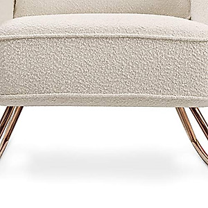 Nursery Works Compass Rocker in Ivory Boucle with Rose Gold Legs, Greenguard Gold and CertiPUR-US Certified