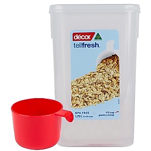 Decor Tellfresh food storage containers & measuring scoop, this stackable four storage container features a graduation scale, stackable plastic food containers