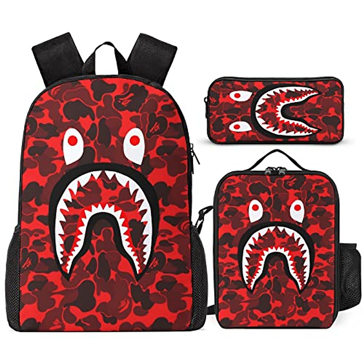 Zwdofzy Shark Camo Kids Backpack Travel Laptop Bookbag Big Capacity School Backpack Gift for Boys Girls