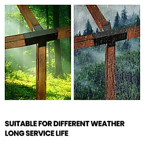 Anman 4-Way Right Angle Corner Wood Brackets(Alloy Steel) with Screws for 4x4 (Actual: 3.5x3.5), DIY Pergola Kit/Gazebo Kit/Patio/Sheds (4 Way pergola Brackets & Flange Anchor Bases (2 PCS))