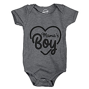 Creeper Mamas Boy Cute Funny Sarcastic Shower Baby Shirt Gift for Newborn Son (Light Heather Grey) - 0-3 Months