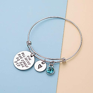 LIUANAN Stainless Steel Inspirational Encouragement Bracelet She Believed She Could So She Did Expandable Bangle Birthstone Charm Cuff Bracelet