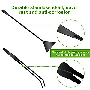 Catcan Quarium Aquascape Tools Kits, 4 in 1 Anti-Rust Aquatic Plant Aquascaping Tool Stainless Steel Black Tweezers Scissors Spatula for Aquarium Tank Clean Fish Tank Aquascape Tools Sets (Black)