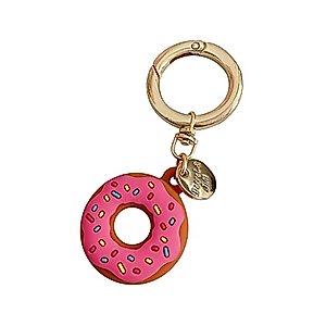 HSYHERE Creative Beautiful Donut Protection Case for AirTag, Men Women Lightweight Soft TPU Silicone Rubber Anti-Lost Finder Tracker Locator AirTags Case Cover Car Keychain Key Ring Key Chain -Pink