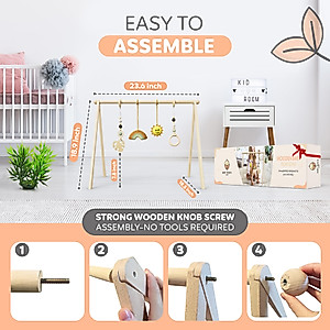 Wooden Baby Gym – Premium Infant Activity Gym with Hanging Bar for Wooden Toys – Wooden Play Gym Frame for Tummy Time Mat – Educational Baby Activity Gym for Newborn Gift for Baby Girl and Boy