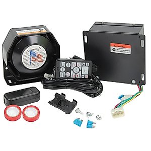 Rockmoon 9200E Amplifier Police Siren & Metal Ultra Slime Octagon Compact Flat Speaker,DC12V 100W Multi-Tones Wired Control with Mic Loudspeaker Emergency Electronic PA System for Police Cars, Black