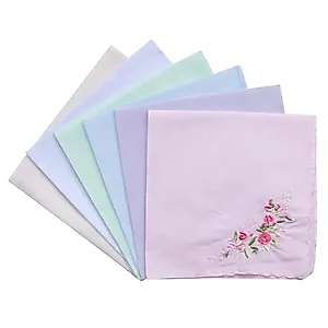 La closure Vintage Floral Cotton Embroidered Ladies Handkerchiefs 6PCS