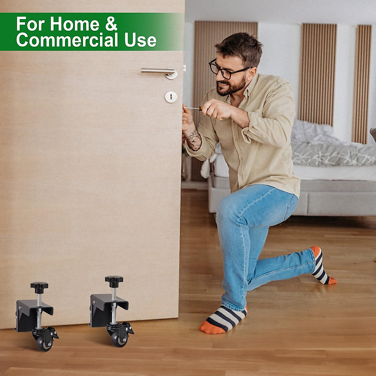 HomiShare Door Installation Kit, Heavy Duty Door Board Dolly for 1-3/8" and 1-3/4" Pre-Hung, Slab, and Front Doors, Black Powder Coated Installation Tool Kit for Commercial & Residential Use